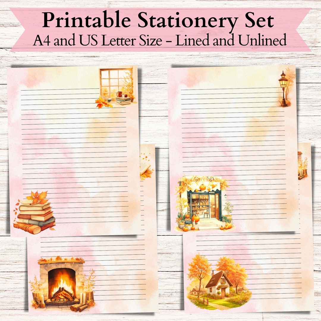Autumn Reading Nooks Stationery Set, Fall Letter Writing Paper (digital ...