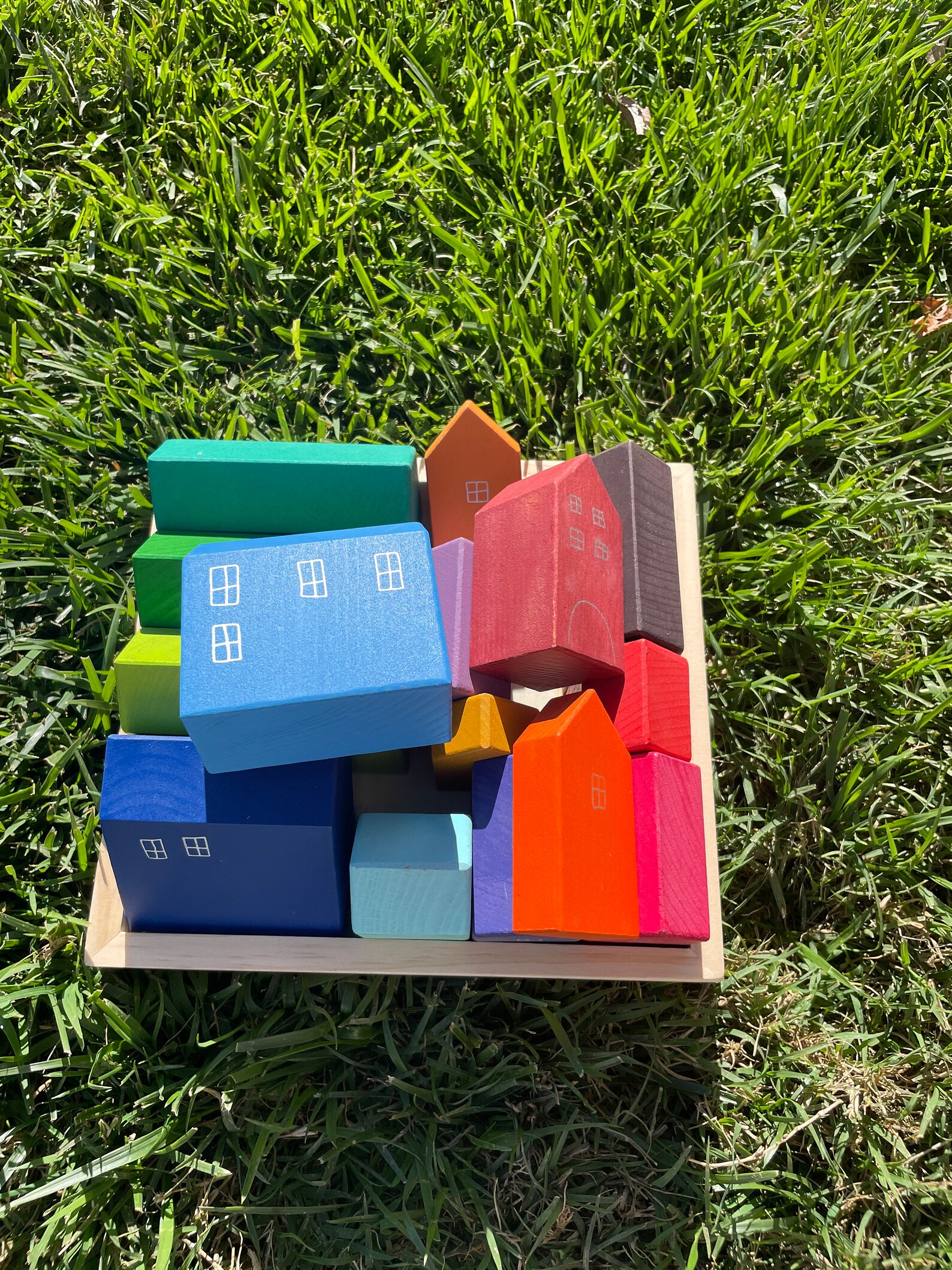 PERSONALIZED Village Building Blocks Set | Rainbow Buildings | Perfect ...