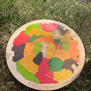 PERSONALIZED Montessori Animal Alphabet | Wooden Educational Puzzle - Etsy