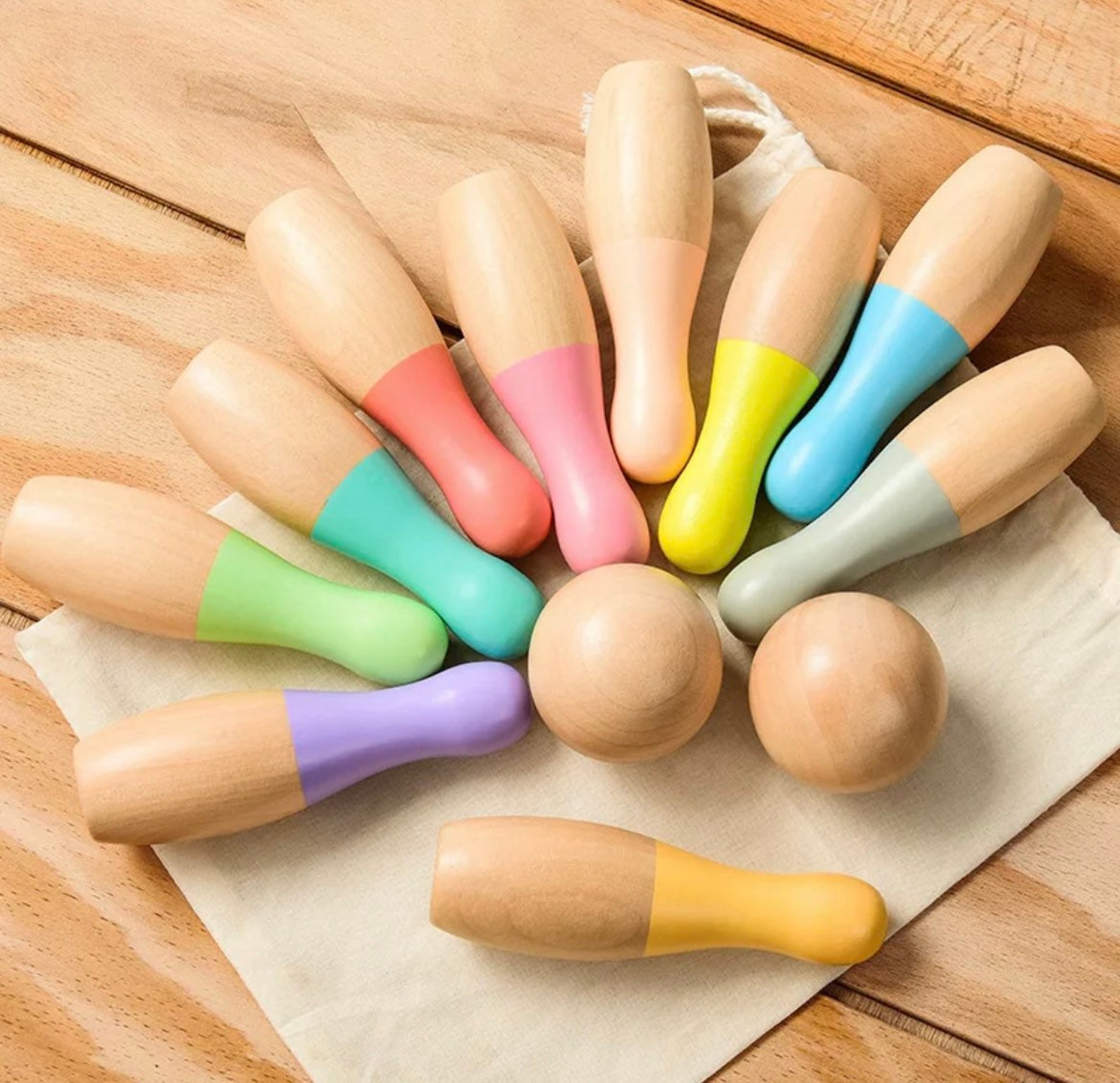 Personalized Wooden Bowling Set 12pcs Wooden Bowling Pins - Etsy