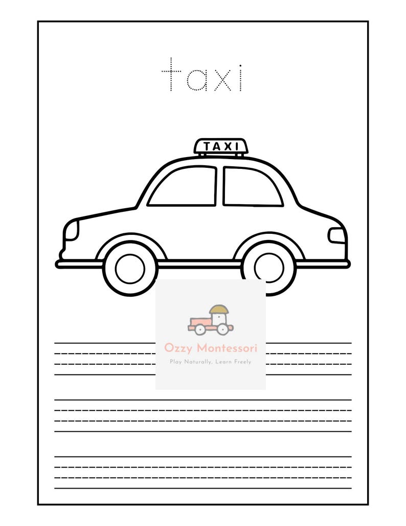 Black White Transport Writing Book - Coloring Book - DIGITAL ...