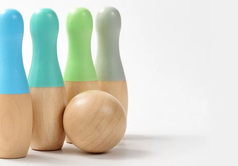 Personalized Wooden Bowling Set 12pcs Wooden Bowling Pins - Etsy