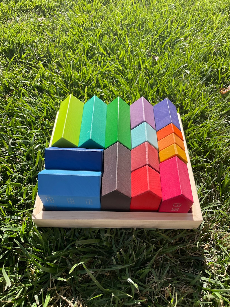 PERSONALIZED Village Building Blocks Set | Rainbow Buildings | Perfect ...