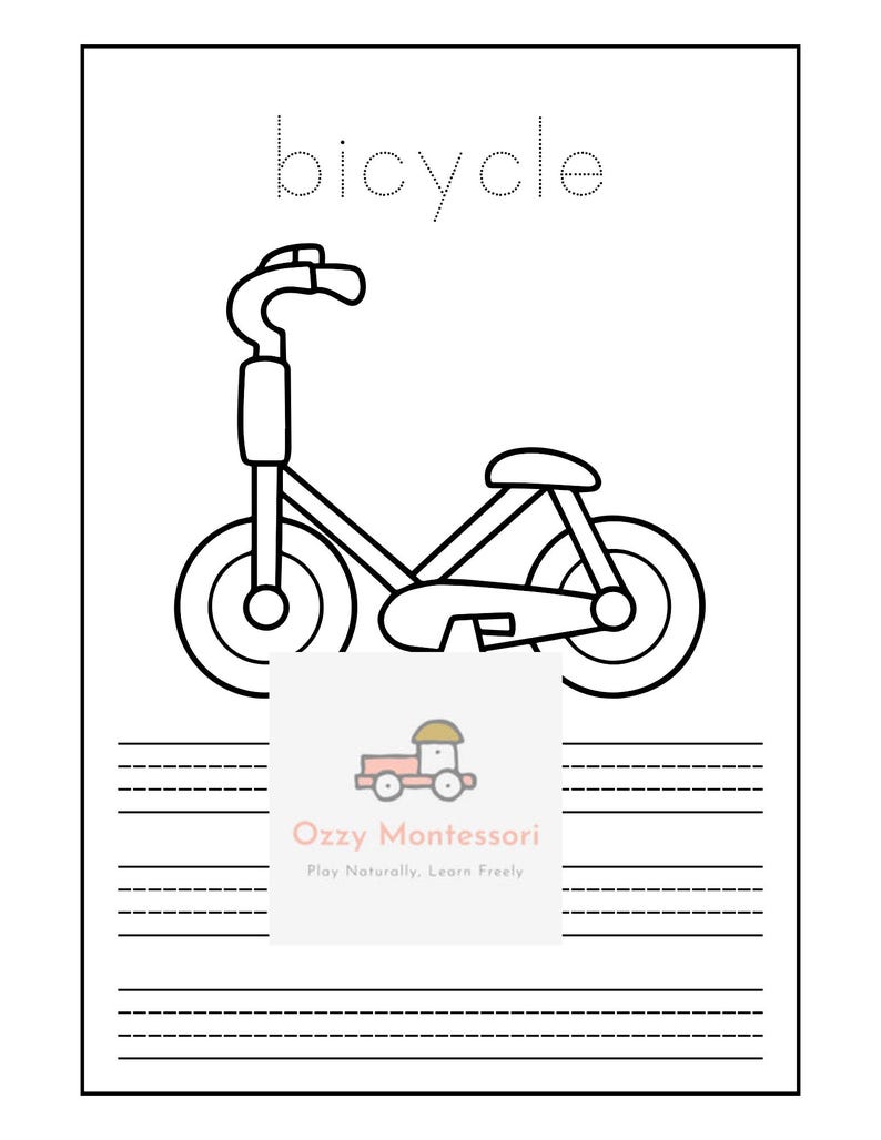 Black White Transport Writing Book - Coloring Book - DIGITAL ...