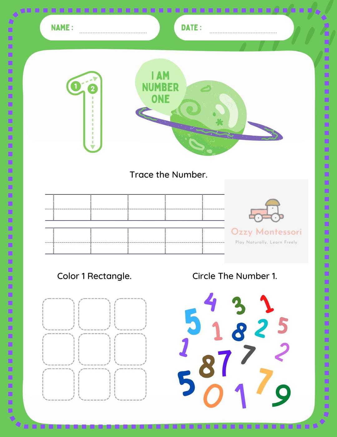 Colorful Space Number Recognition Worksheet - Tracing Number - 9 Pages ...