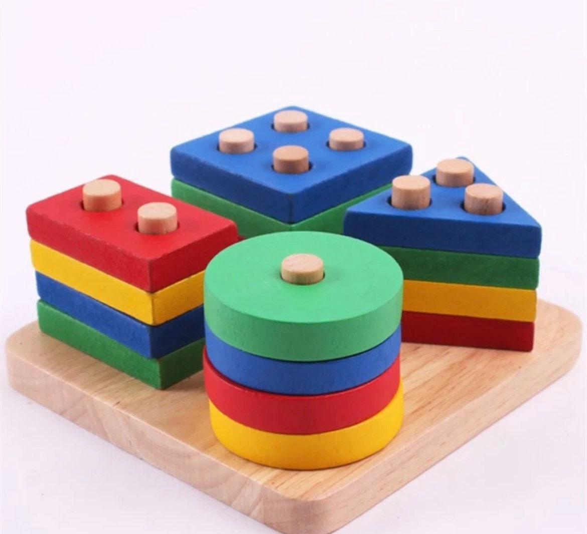 PERSONALIZED Geometric Shape Sorter and Stacker Wooden - Etsy