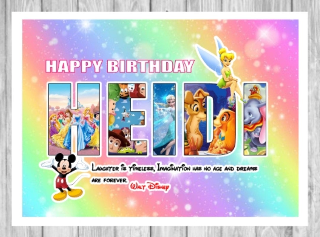 Personalised Handmade Disney Word Art Birthday Card - Etsy