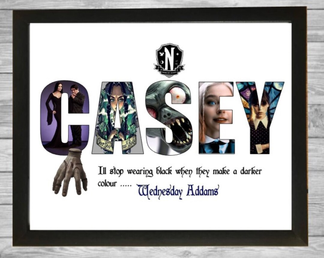 Personalised Wednesday Name Word Art Gift Birthday Christmas Frame ...