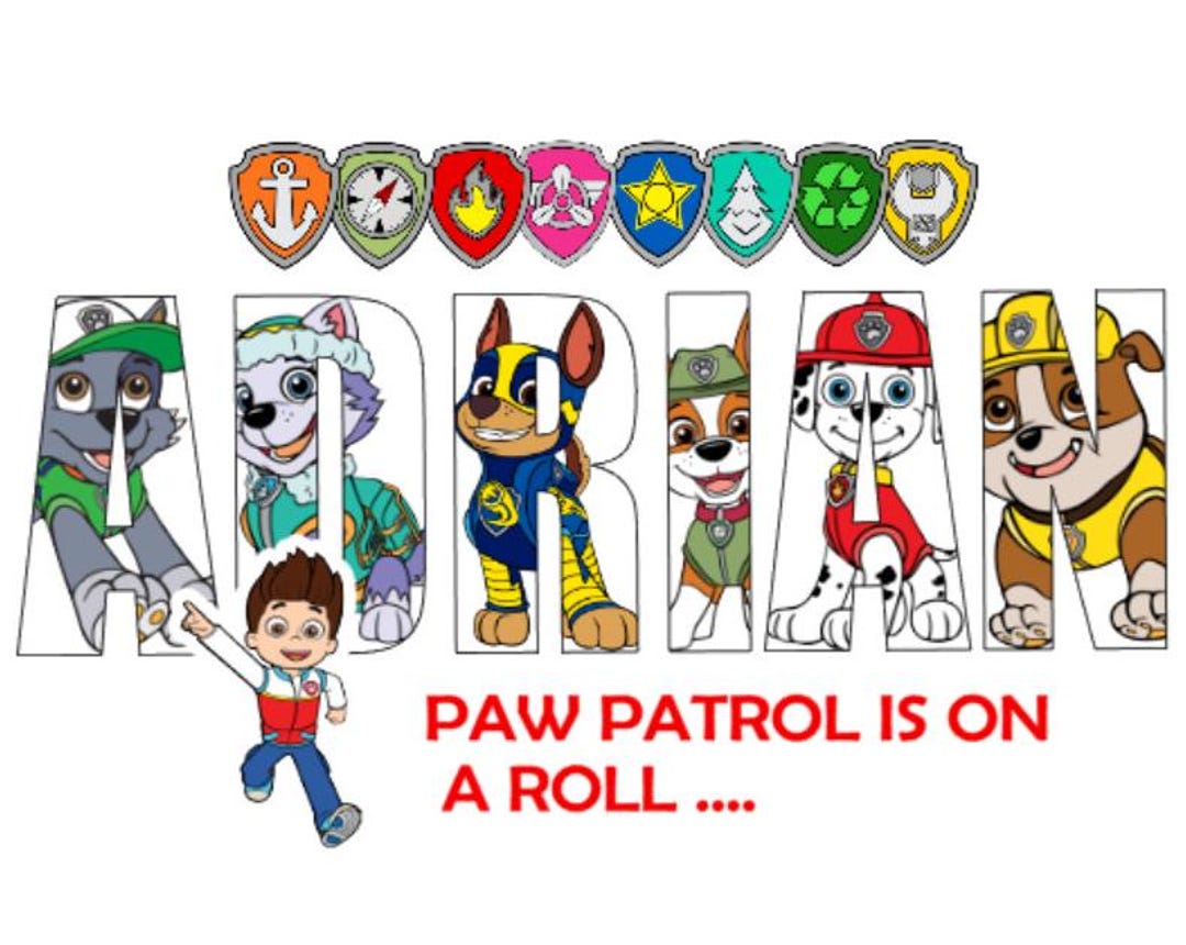 Personalised Paw Patrol Name Word Art Gift Birthday Christmas Print ...