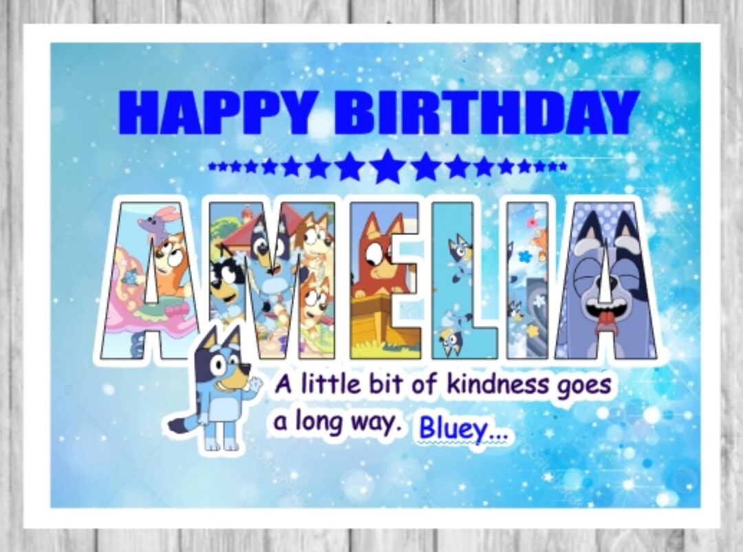 Personalised Handmade Bluey Word Art Birthday Card - Etsy UK