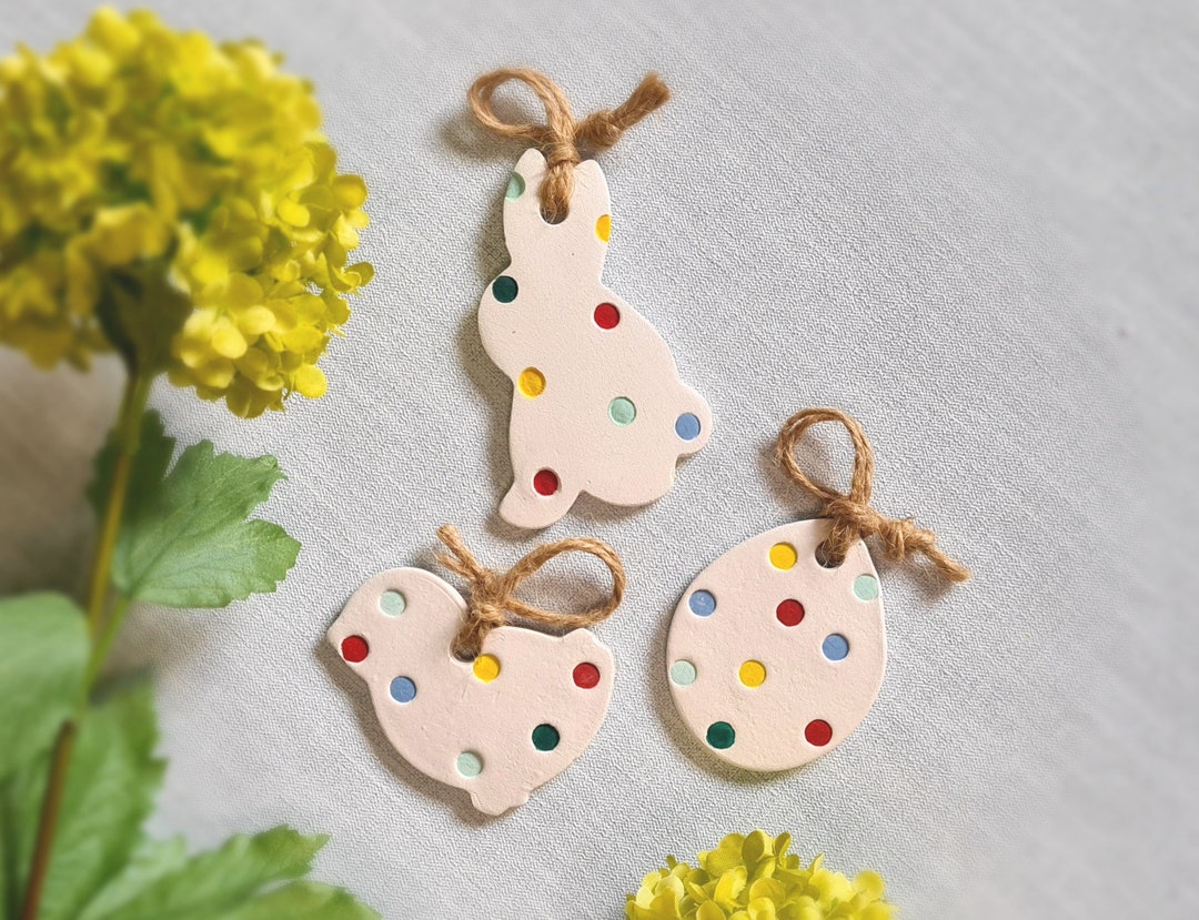 Set of Three Handmade Personalised Easter Clay Gift Tag/tree Decoration ...