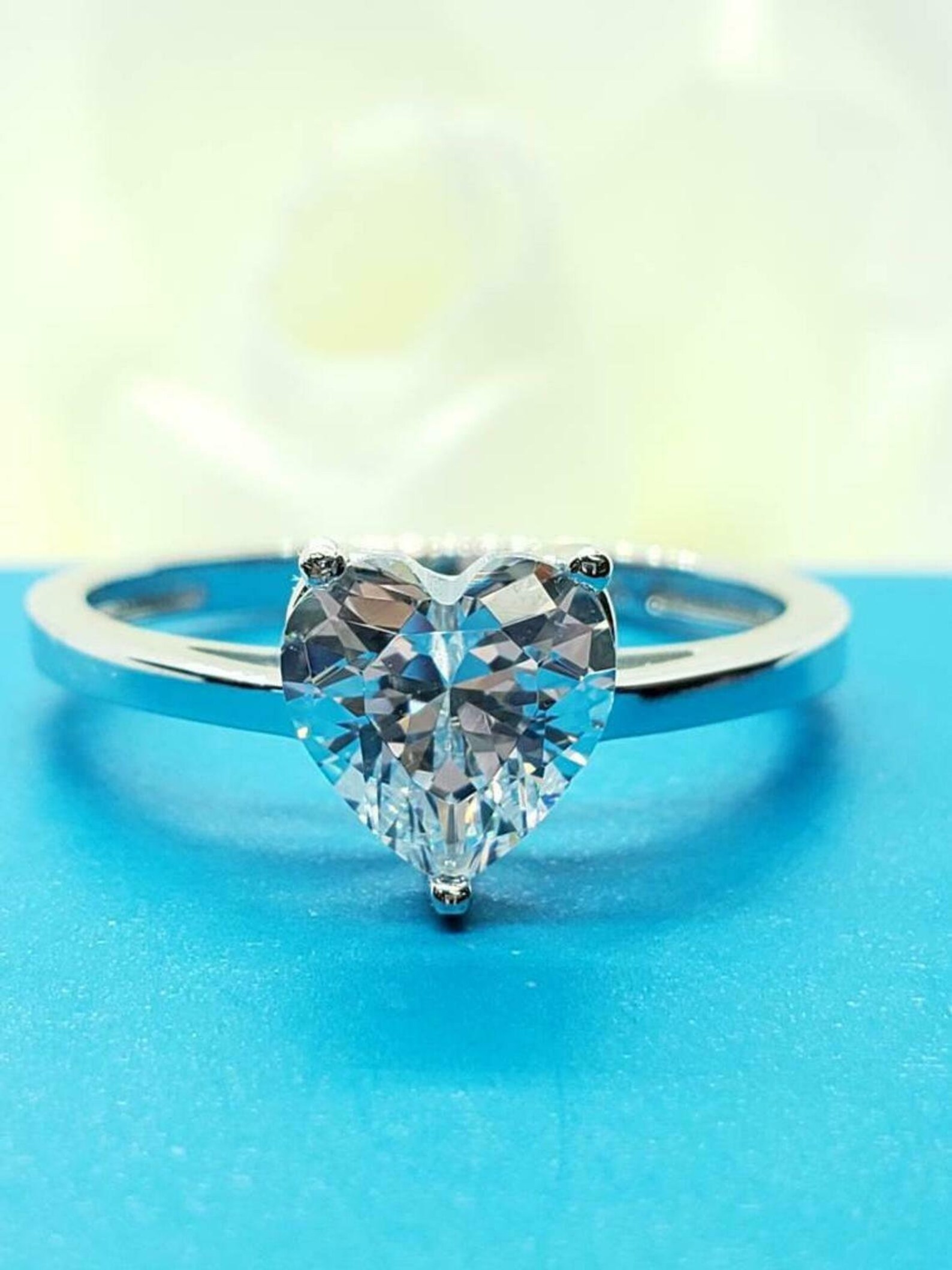 1ct Heart Shaped Lab Diamond Solitaire Ring Gift for Her - Etsy