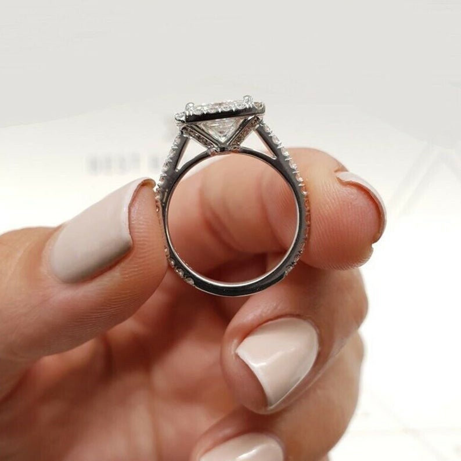 3ct Lab Diamond Engagement Ring/ Princess Cut Halo Ring/ - Etsy