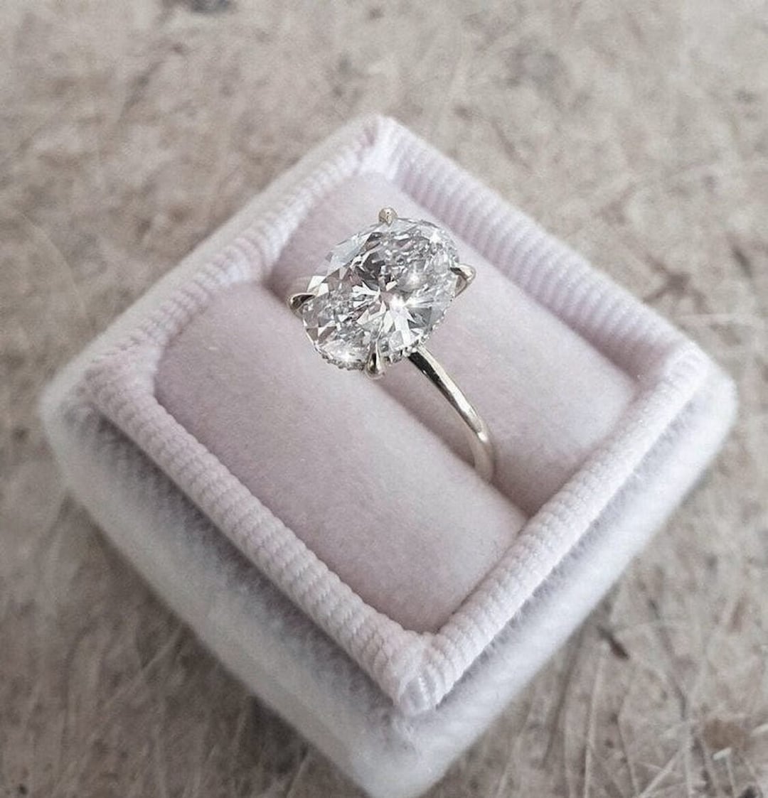 2 CT Oval Solitaire Engagement Ring Hidden Halo Oval Ring Oval - Etsy