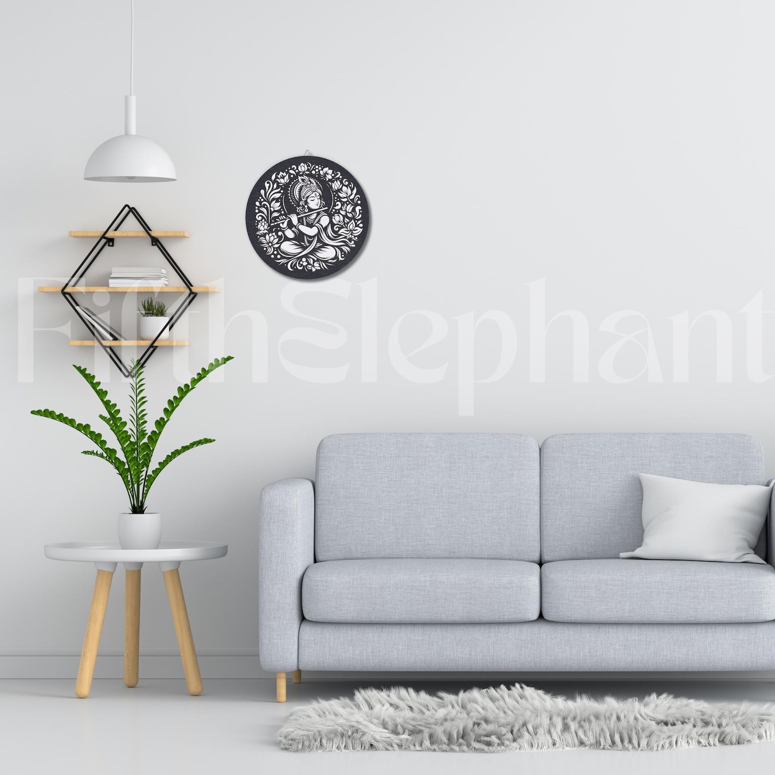 Modern Krishna Design Wall Hanging, Minimalistic Home Decor, Wood ...