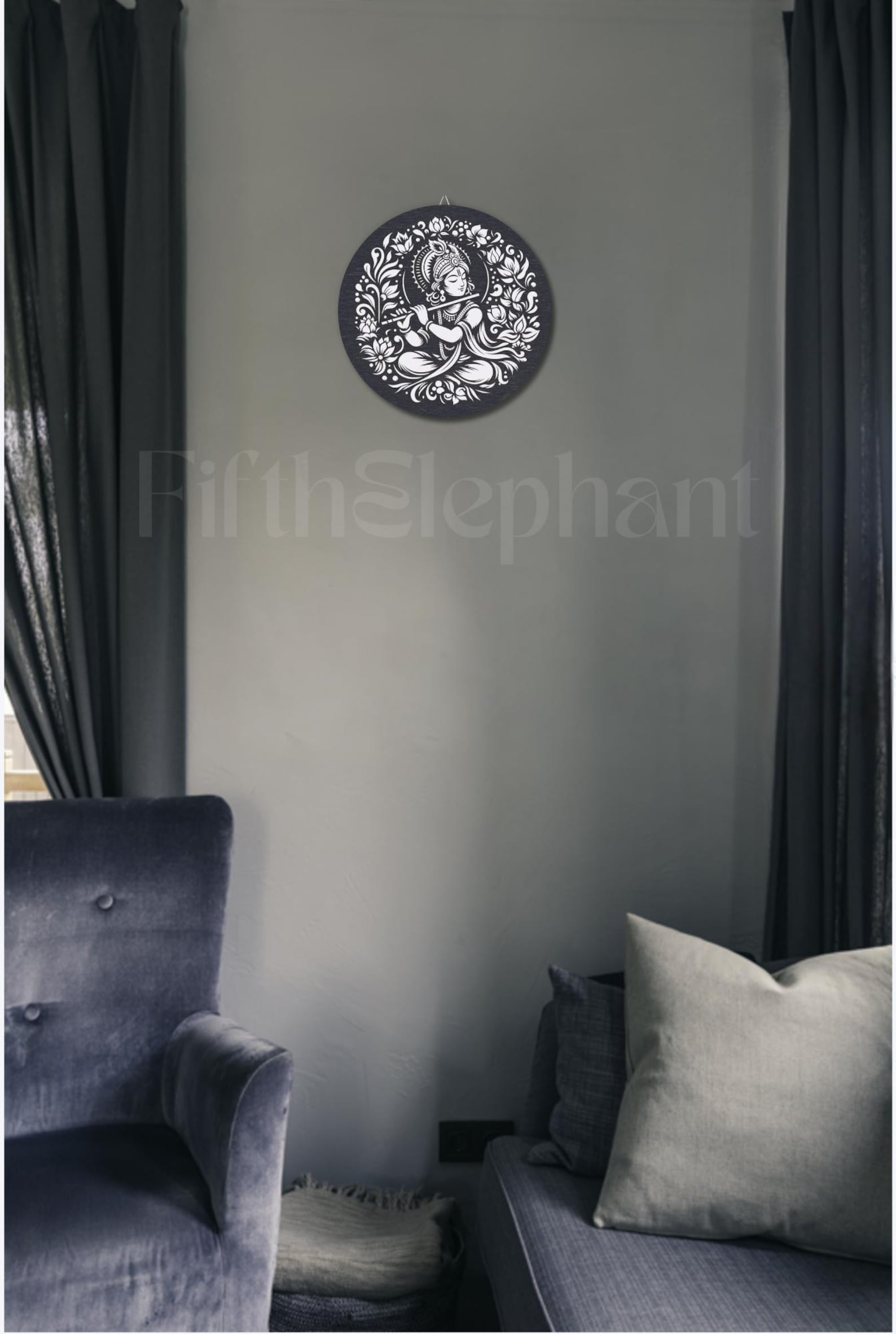 Modern Krishna Design Wall Hanging, Minimalistic Home Decor, Wood ...