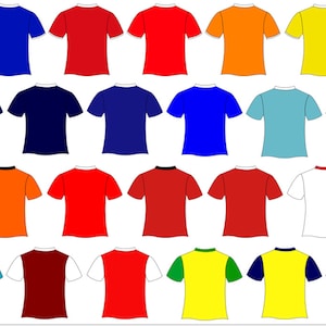 Football T Shirt Clipart Set X 63 - Soccer T Shirts Back Only - 300 DPI ...