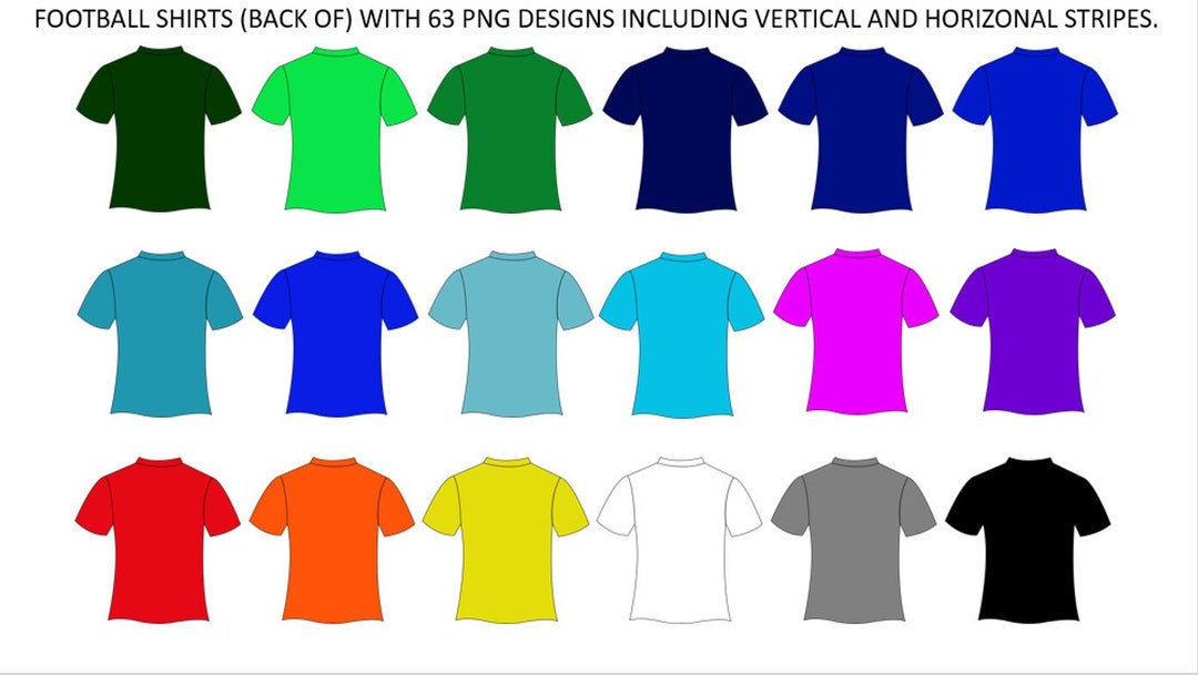 Football T Shirt Clipart Set X 63 - Soccer T Shirts Back Only - 300 DPI ...