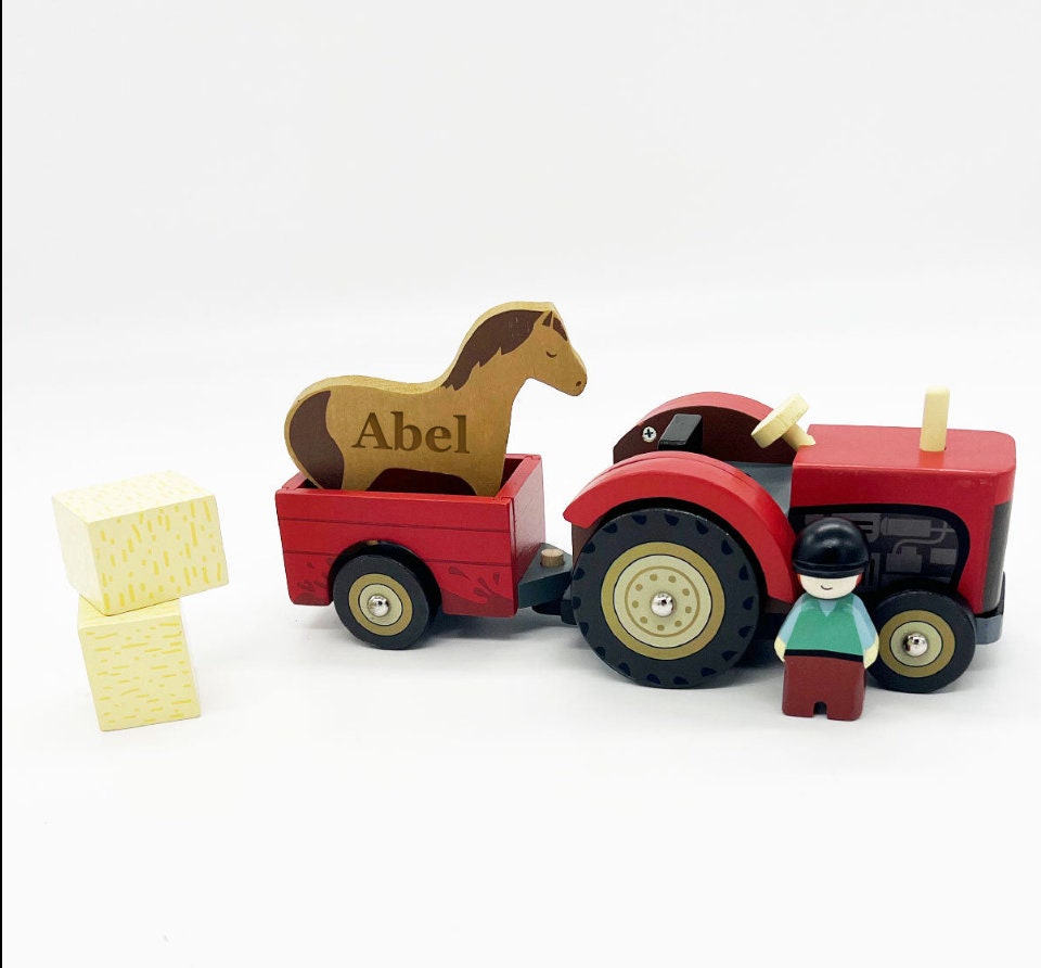 Personalised Wooden Farmyard Tractor - Etsy
