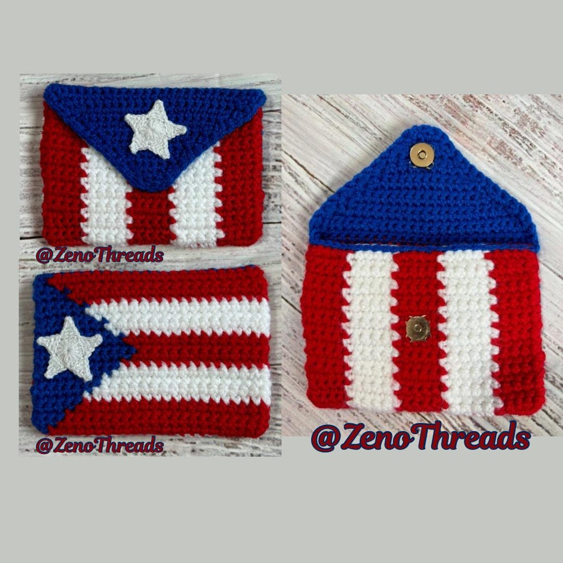 Crochet Puerto Rican Flag Wallet Pattern, Puerto Rican Flag, Crochet ...