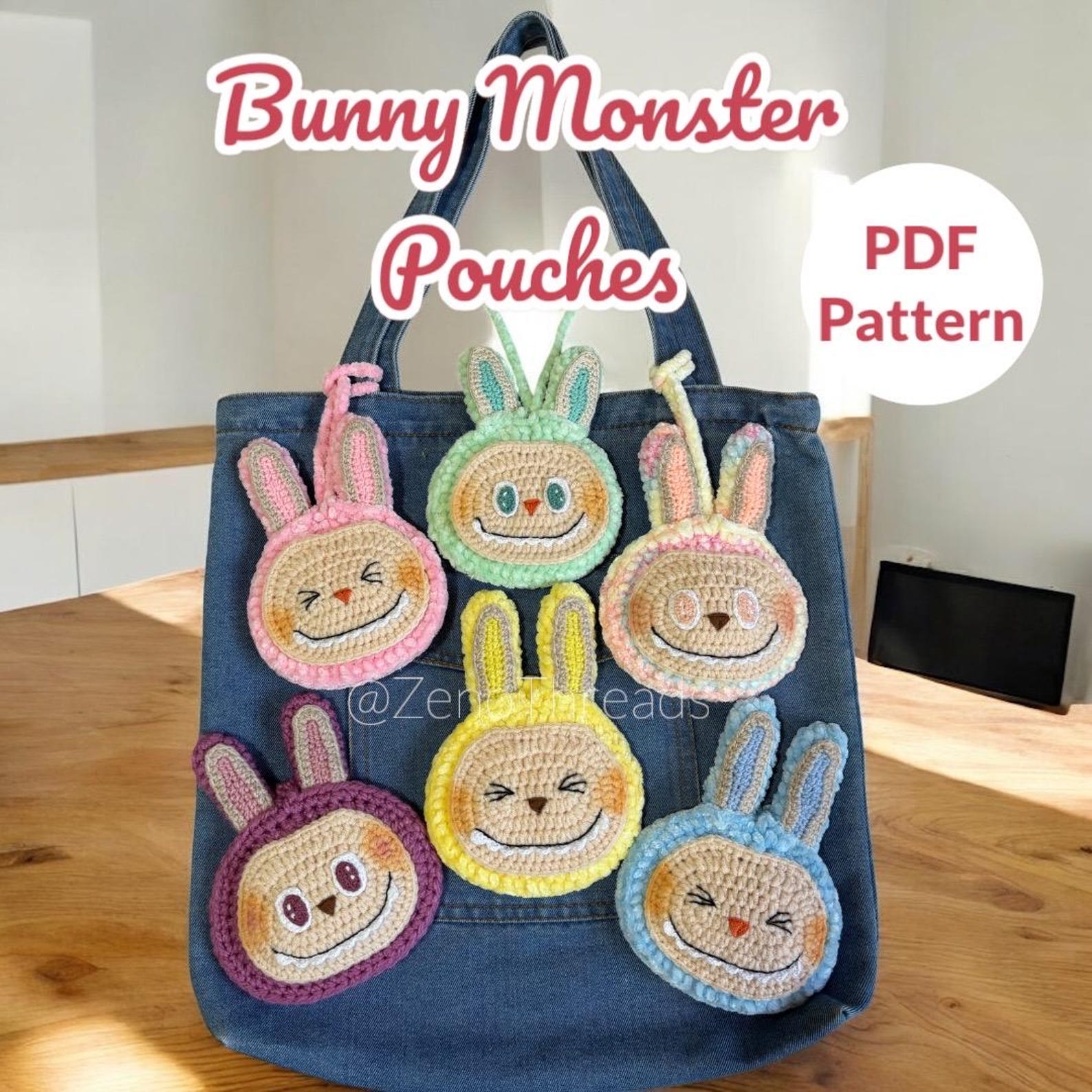 Crochet Bunny Monster Pouch Pattern /bag Charm - Etsy