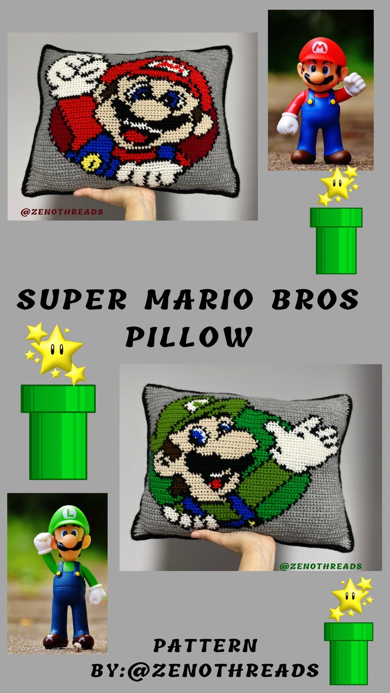 Super Gamer Bros Pillow Pattern - Etsy