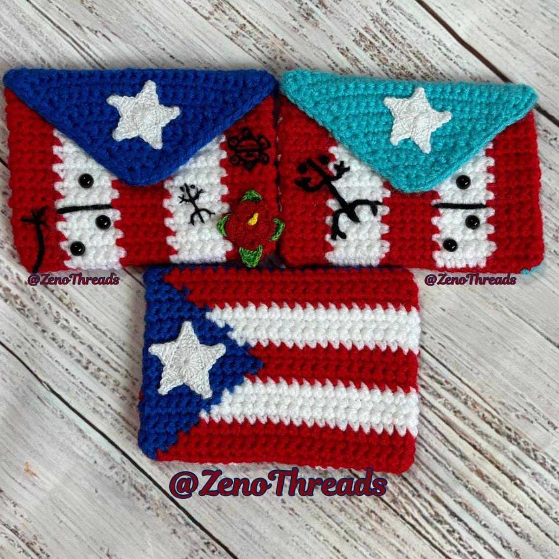 Crochet Puerto Rican Flag Wallet Pattern, Puerto Rican Flag, Crochet ...