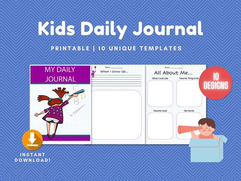 Kids Daily Journal Printable, Digital Download, Kids Activity Downloads ...