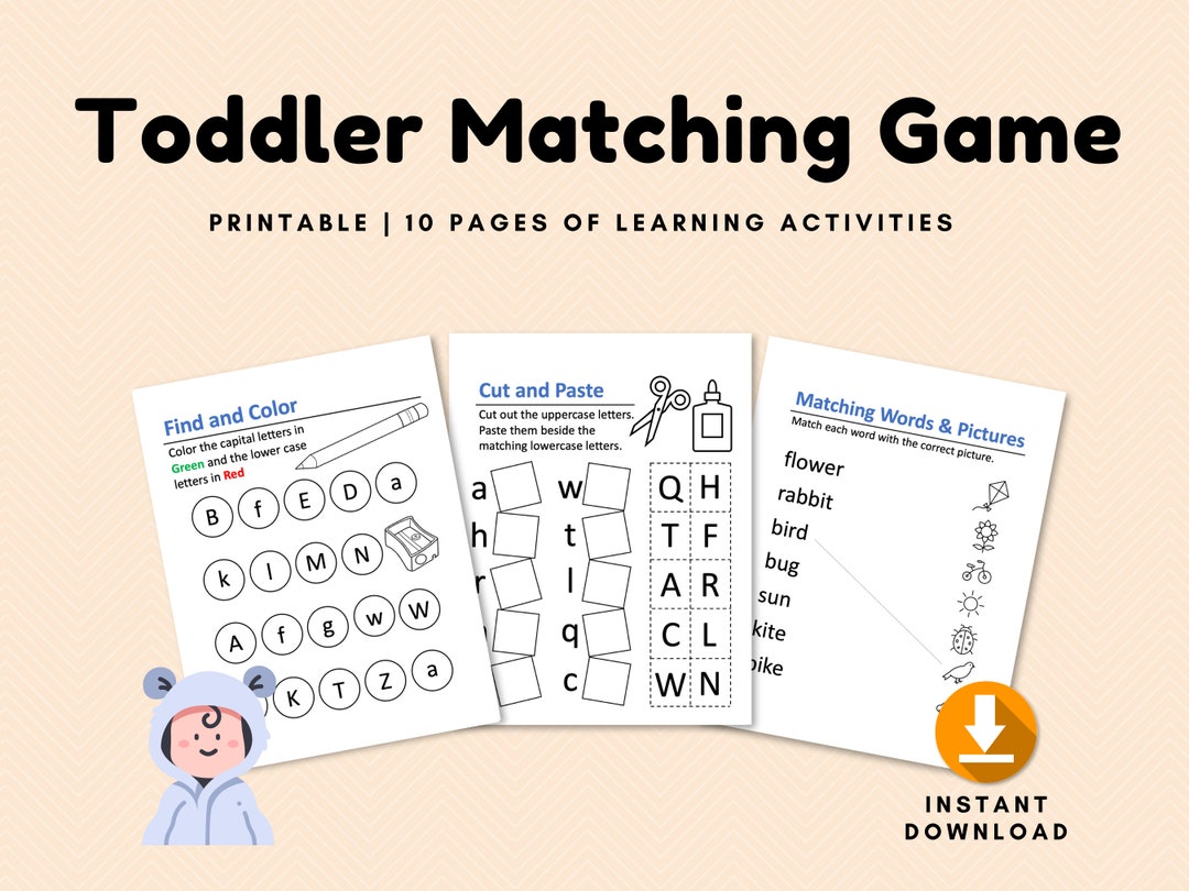 Toddler Matching Game, Find and Match Printable, Cut and Paste, Find ...