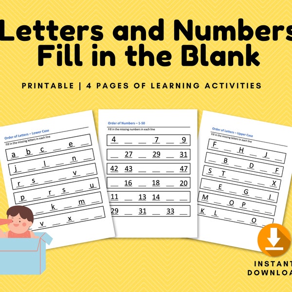 Numbers and Letters Worksheets - Etsy