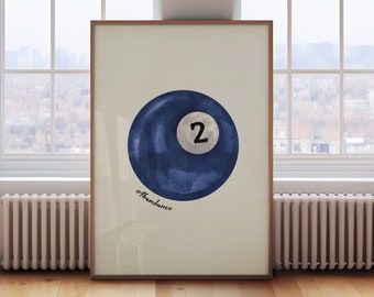 Vintage Pool Ball Print, Lucky 8 Ball Wall Art, Retro Hand Drawn Poster ...