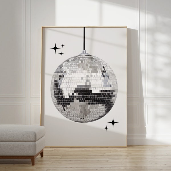 Ball and White Disco Ball Print - Etsy