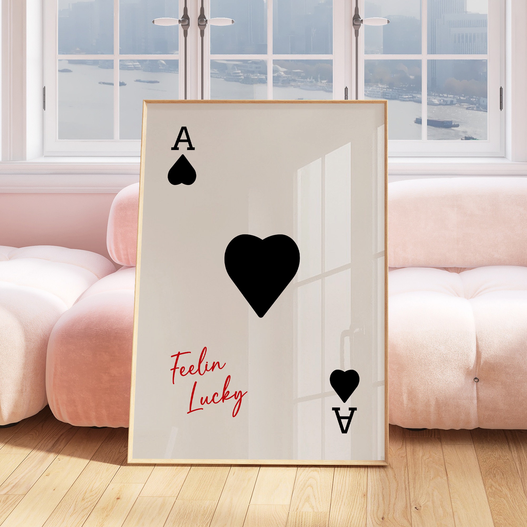 Playing Card Poster, Lucky Ace of Hearts Wall Art Quote Prints, Retro ...