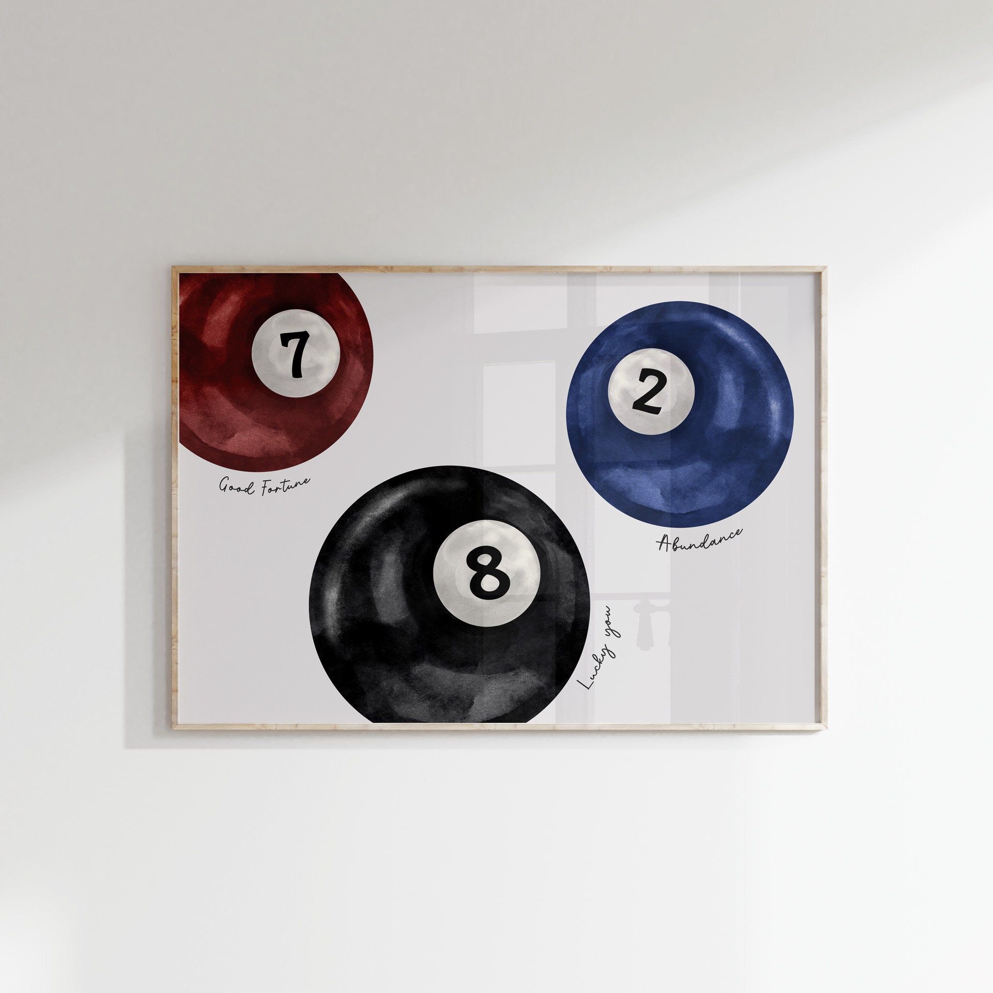 Vintage 8 Ball Print, Lucky Pool Ball Wall Art, Retro Hand Drawn Poster ...