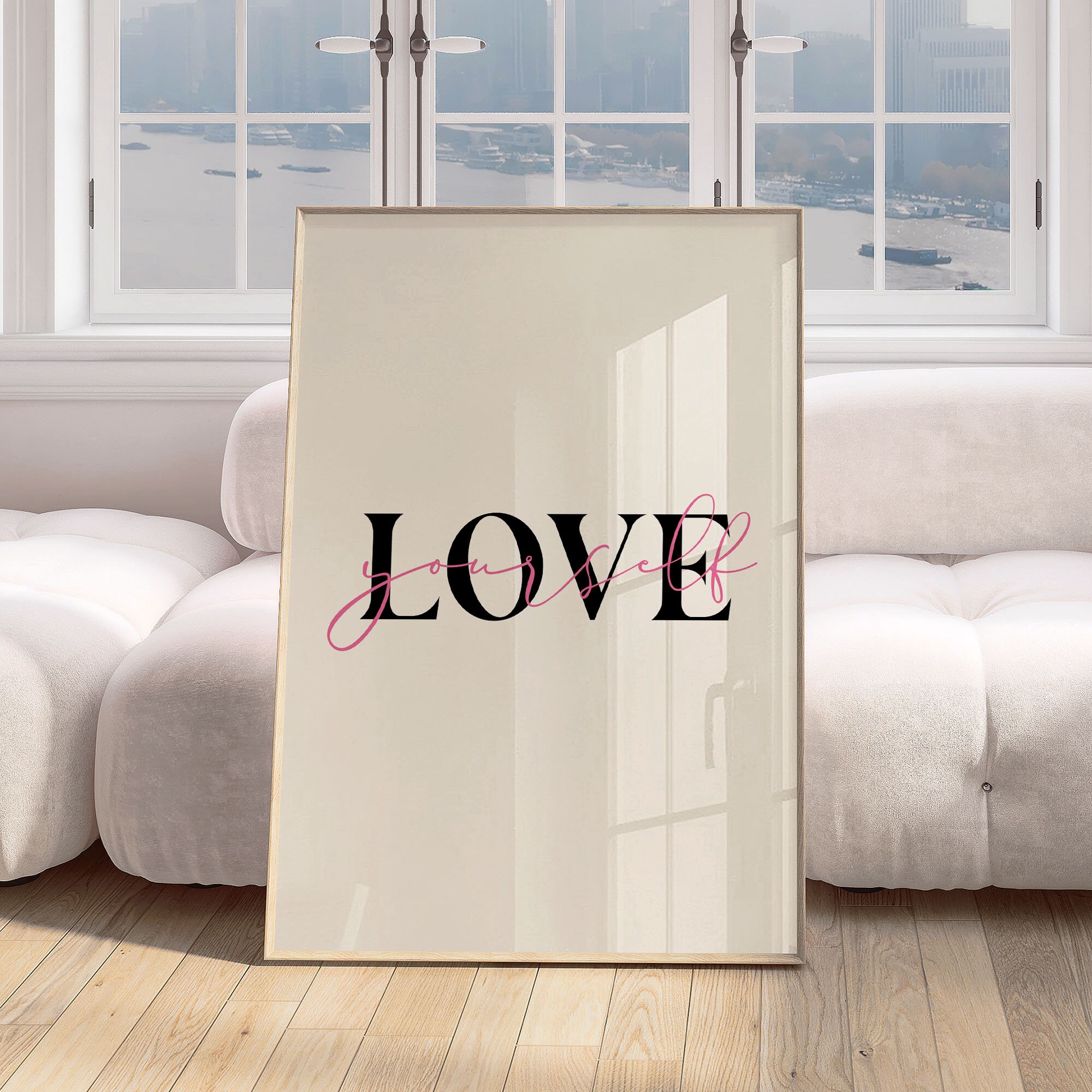 Trendy Love Yourself Wall Art, Positive Affirmation Quote Poster, Black ...