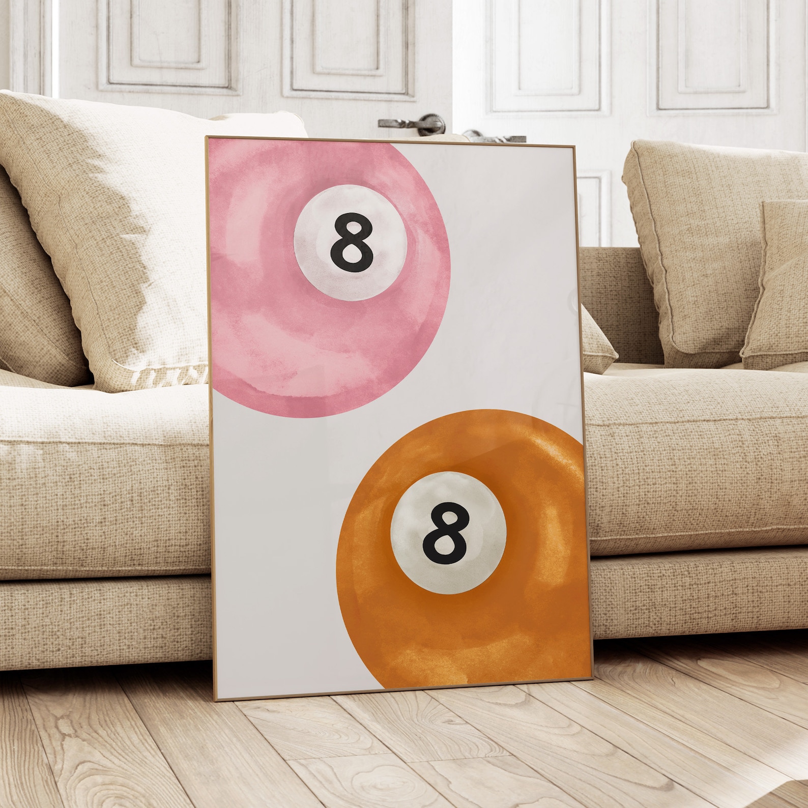 Vintage 8 Ball Print, Lucky Pool Ball Wall Art, Retro Hand Drawn Poster ...