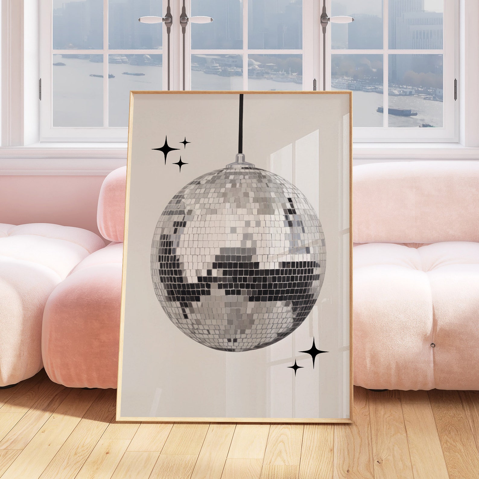 Retro Disco Ball Poster, Mirror Ball Wall Art, Vintage 70's Style Decor ...