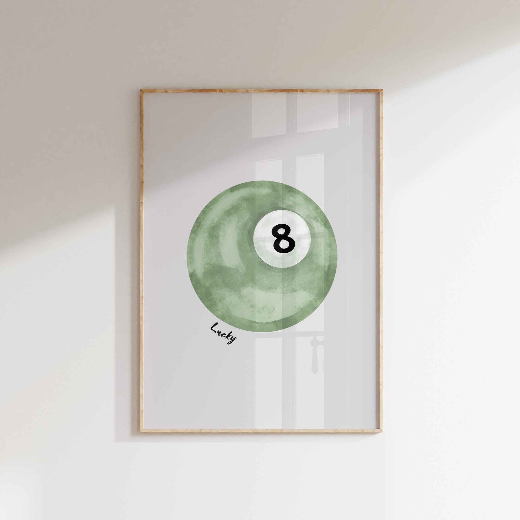 Vintage Pool Ball Print, Lucky 8 Ball Wall Art, Green Pool Ball Poster ...