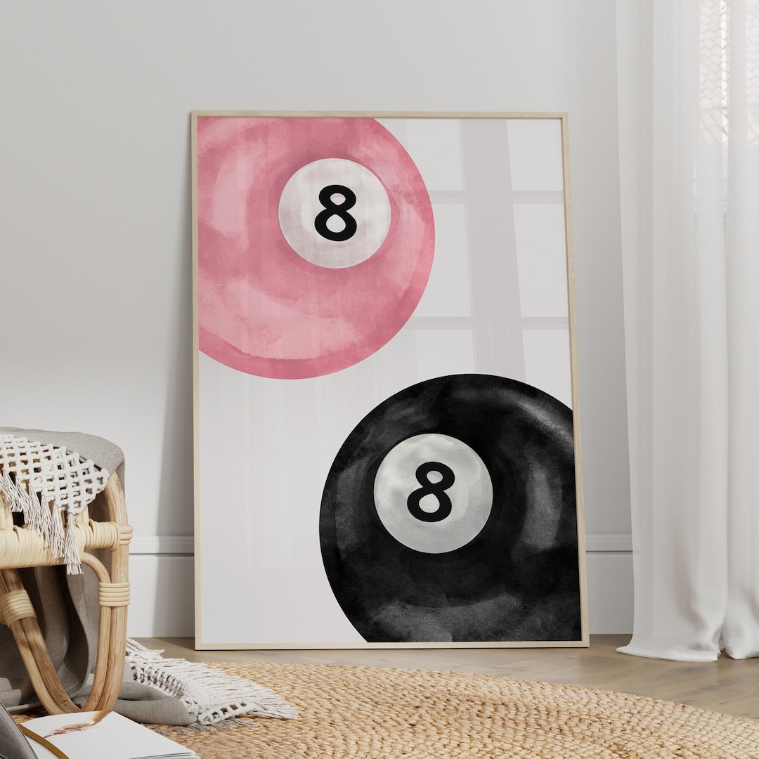 Vintage 8 Ball Print, Lucky Pool Ball Wall Art, Retro Hand Drawn Poster ...