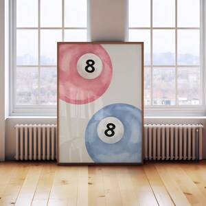 Vintage 8 Ball Print, Lucky Pool Ball Wall Art, Retro Hand Drawn Poster ...