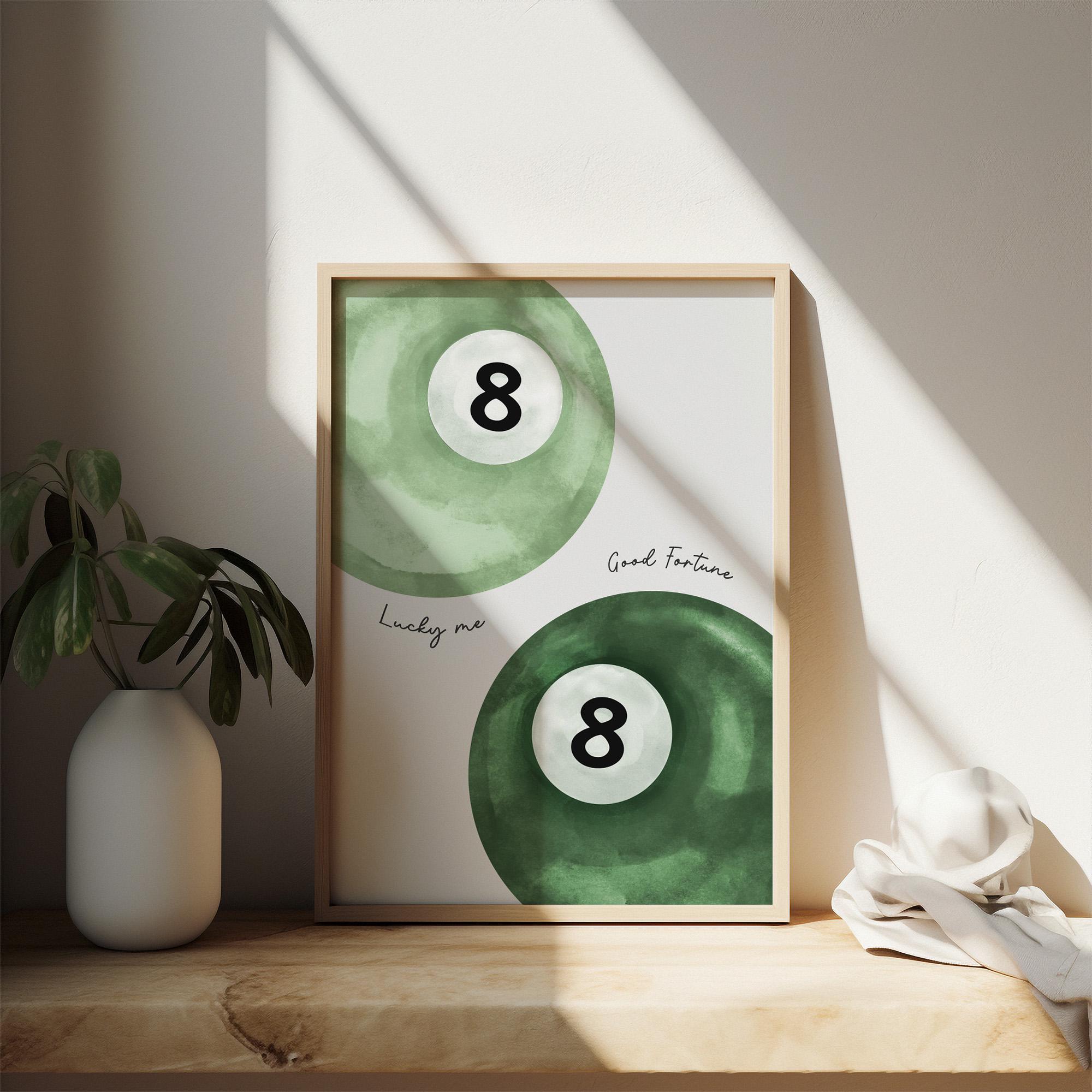 Vintage 8 Ball Print, Lucky Pool Ball Wall Art, Retro Hand Drawn ...