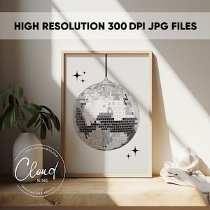 Retro Disco Ball Poster, Mirror Ball Wall Art, Vintage 70's Style Decor ...