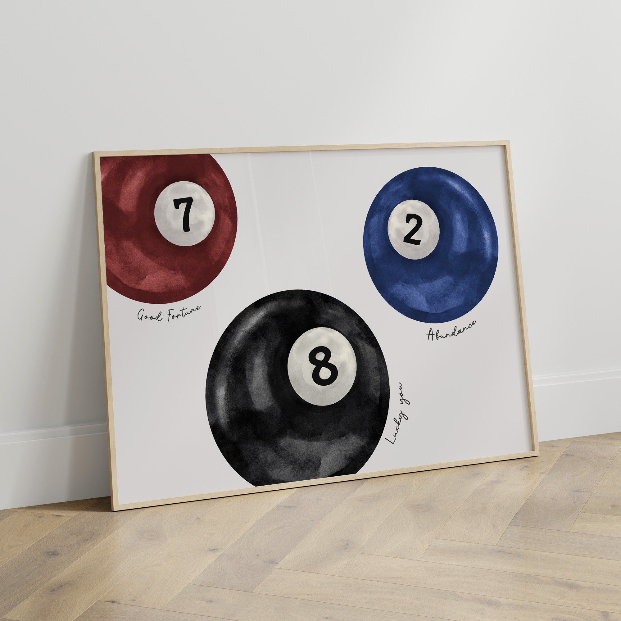 Vintage 8 Ball Print, Lucky Pool Ball Wall Art, Retro Hand Drawn Poster ...