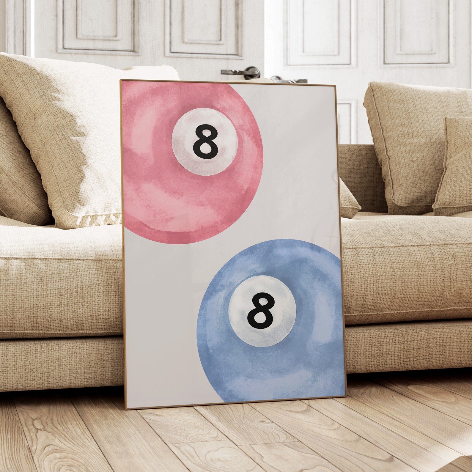 Vintage 8 Ball Print, Lucky Pool Ball Wall Art, Retro Hand Drawn Poster ...