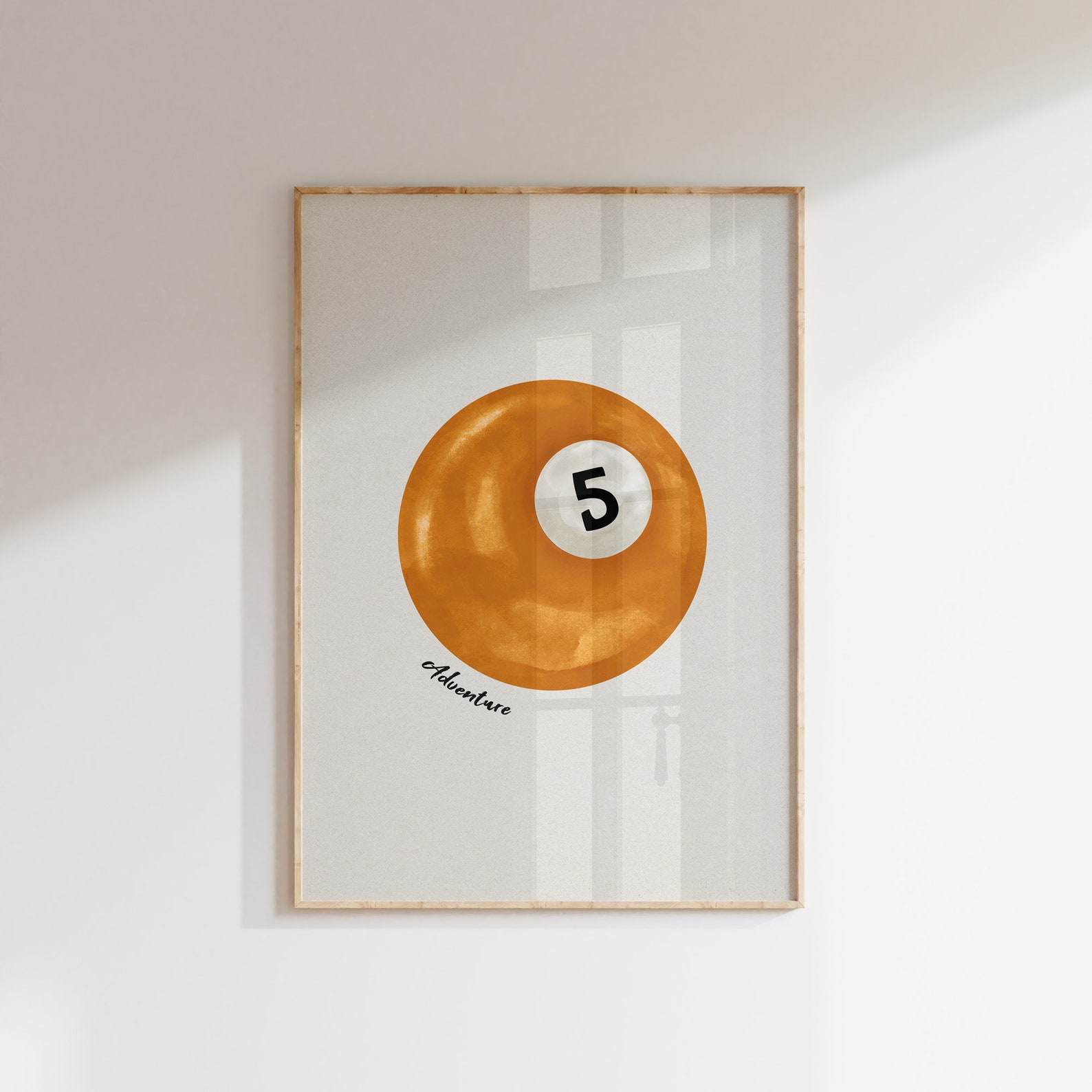 Vintage Pool Ball Print, Lucky Orange Adventure Wall Art, Retro Hand ...