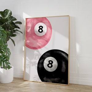 Vintage 8 Ball Print, Lucky Pool Ball Wall Art, Retro Hand Drawn Poster ...