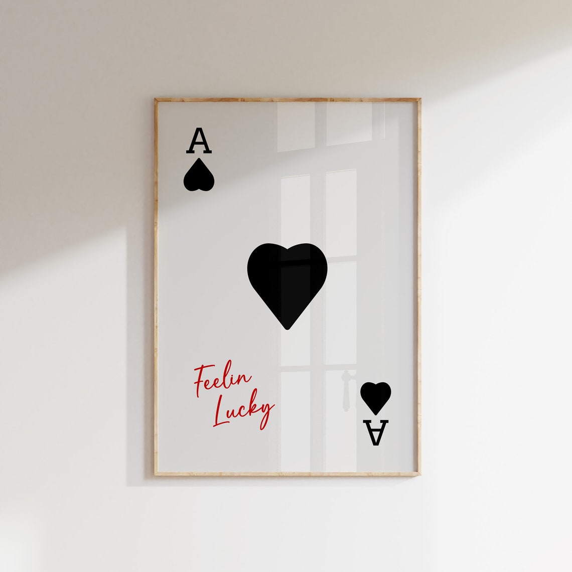Playing Card Poster, Lucky Ace of Hearts Wall Art Quote Prints, Retro ...