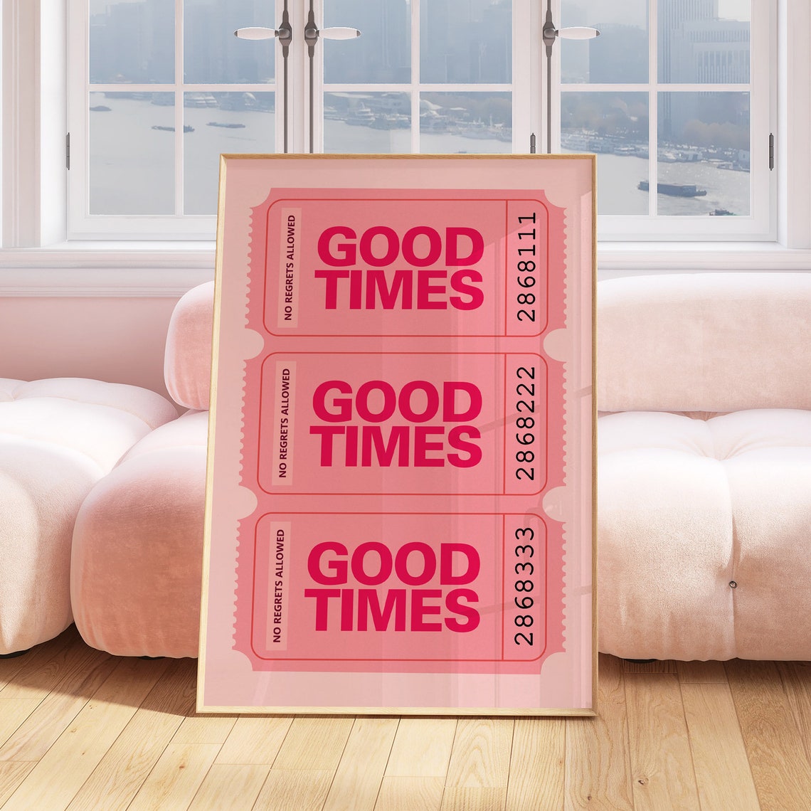 Good Times Ticket Poster, Pink Coquette Wall Art Print, Retro Bar Cart ...