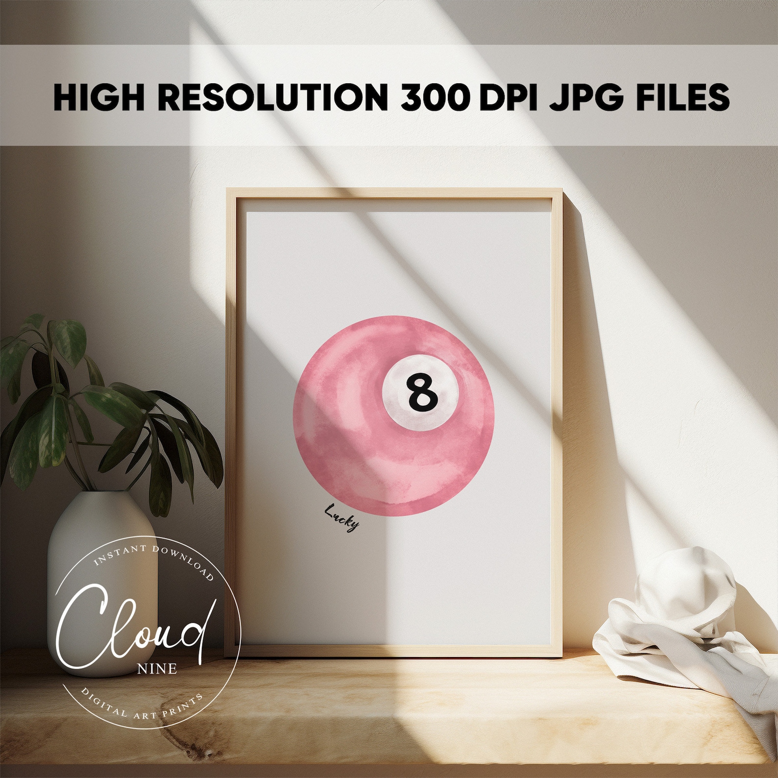 Vintage Pool Ball Print, Lucky 8 Ball Wall Art, Retro Hand Drawn Poster ...