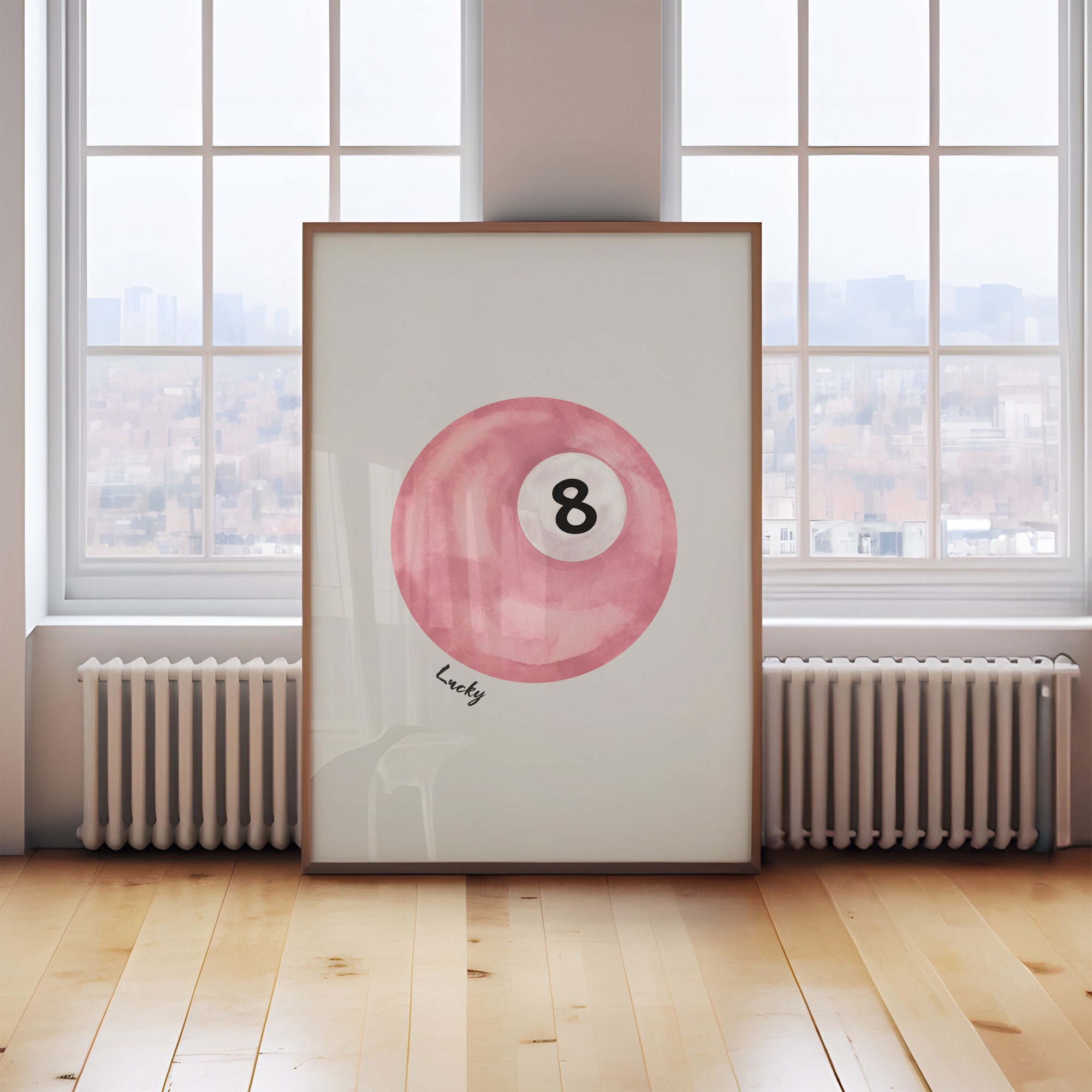 Vintage Pool Ball Print, Lucky 8 Ball Wall Art, Retro Hand Drawn Poster ...